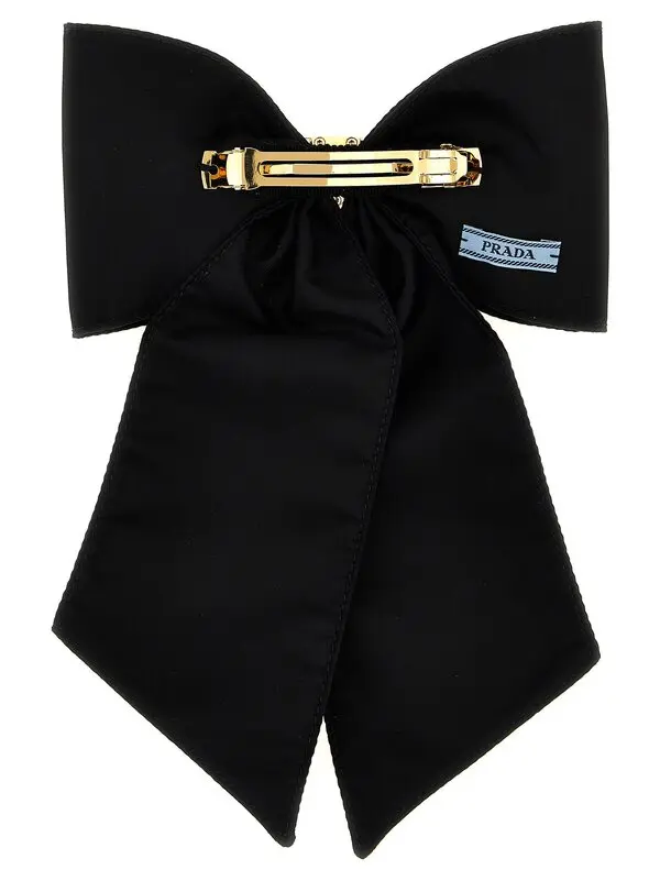 Prada Re-nylon Bow Hair Clip - Black