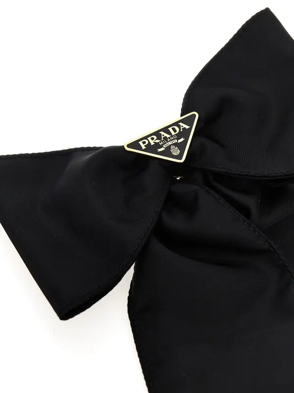 Prada Re-nylon Bow Hair Clip - Black