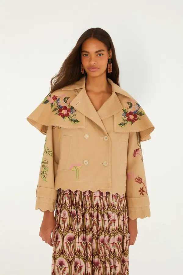 Farm Rio Twill Mini Trench Coat