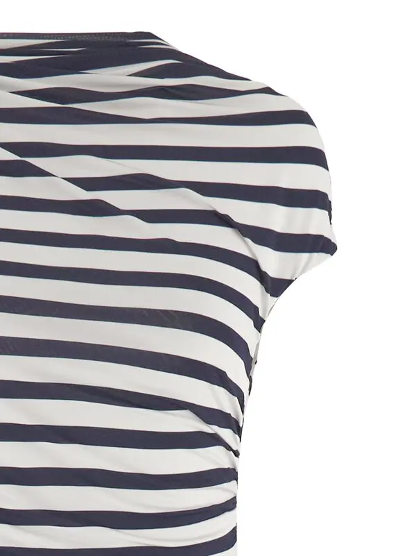 SELF-PORTRAIT Navy Stripe Jersey Maxi' Dress