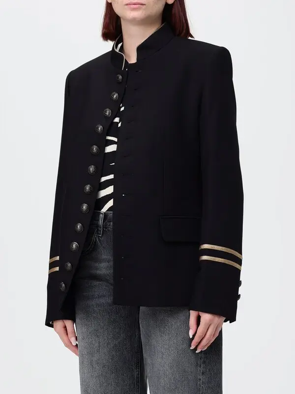 Zadig&Voltaire Vallo Military-style Viscose Blazer With Mandarin Collar