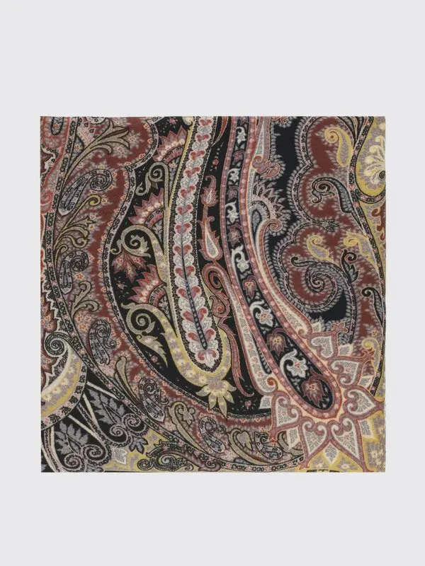 Etro 100% Cashmere Paisley Print Scarf With Fringed Edges