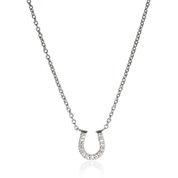 Tiffany & Co. White Gold Diamond Horseshoe Pendant Necklace - White_gold