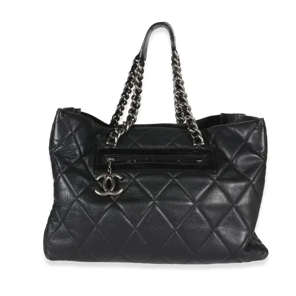 Chanel Quilted Caviar Casual Tote - Black