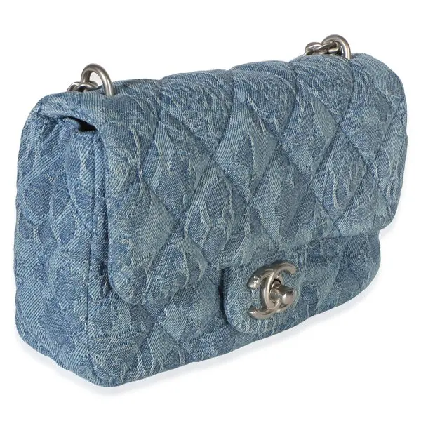 Chanel Quilted Denim Camellia Sweetheart Flap Bag
