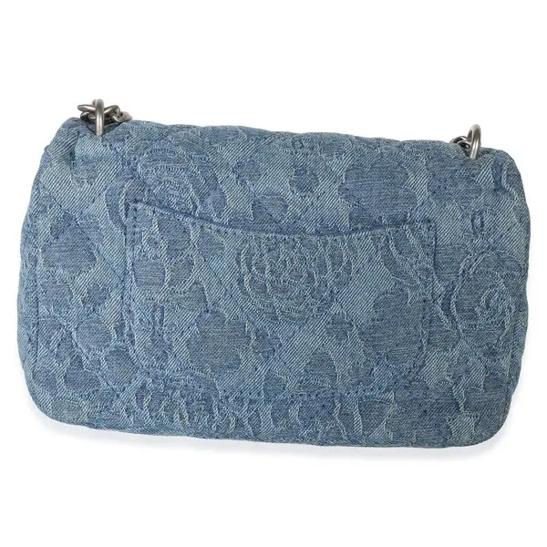 Chanel Quilted Denim Camellia Sweetheart Flap Bag