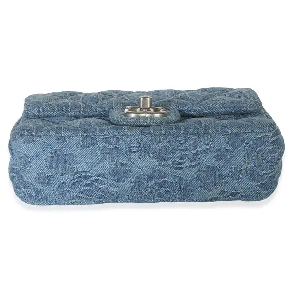 Chanel Quilted Denim Camellia Sweetheart Flap Bag