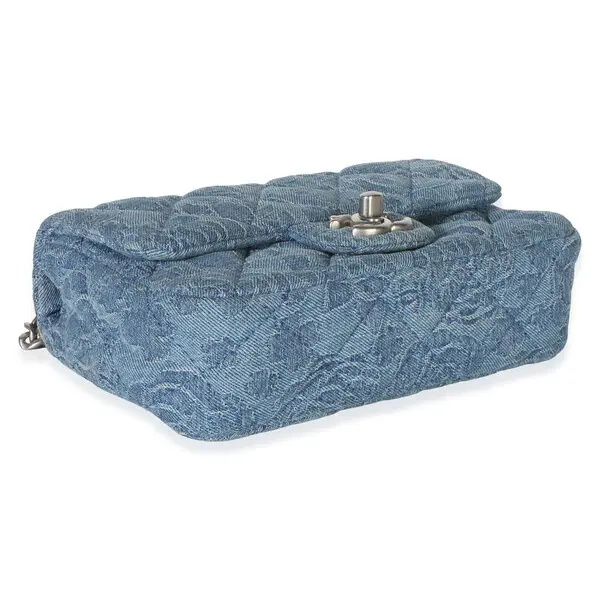 Chanel Quilted Denim Camellia Sweetheart Flap Bag