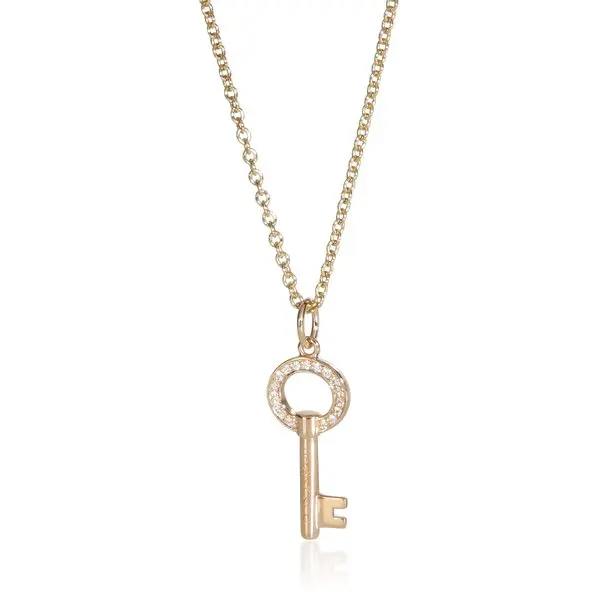 Tiffany & Co. Diamond Mini Modern Open Round Key Pendant Necklace - Yellow_gold