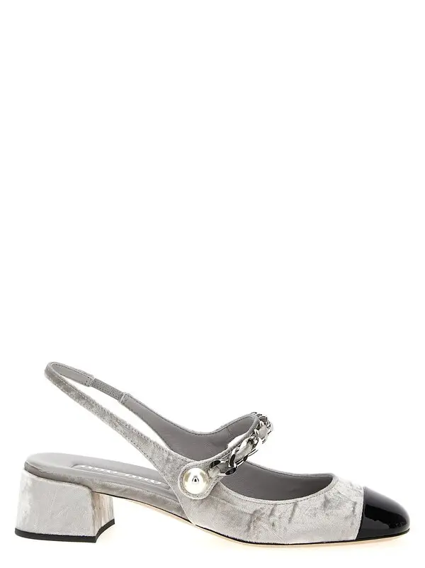 Miu Miu Velvet Slingback - Silver
