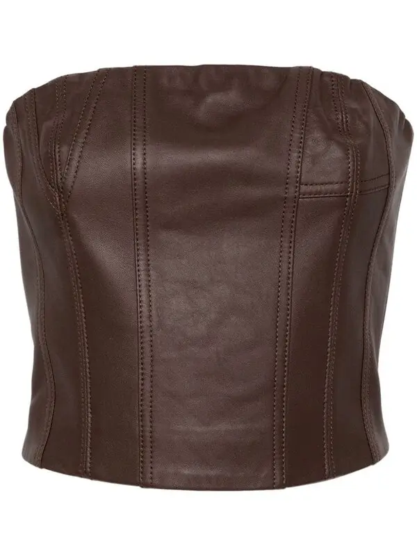 Amiri Leather Bustier - Brown