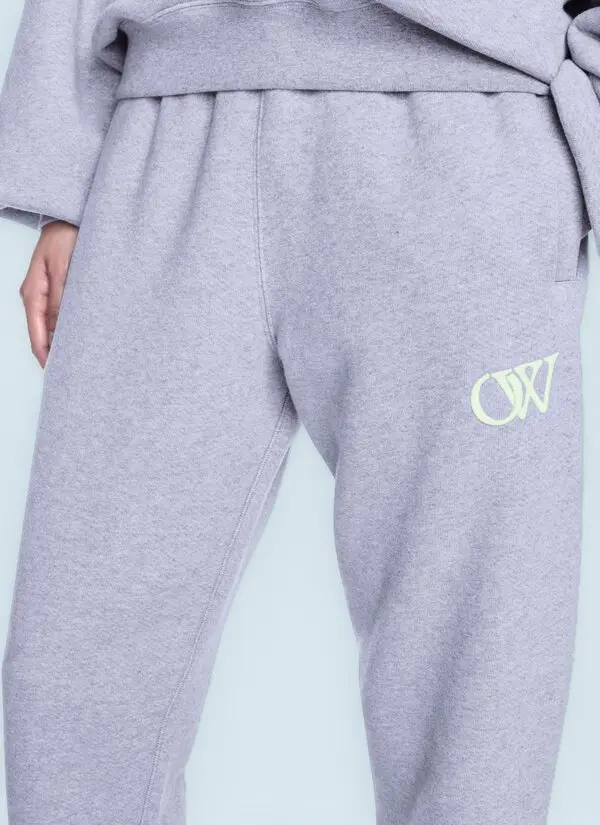 Off-White Embroidered Logo Cotton-jersey Track Pants - Gray