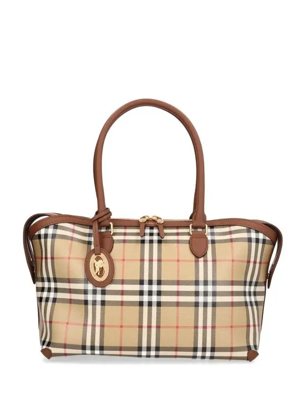 Burberry Small Check Tote - Cream