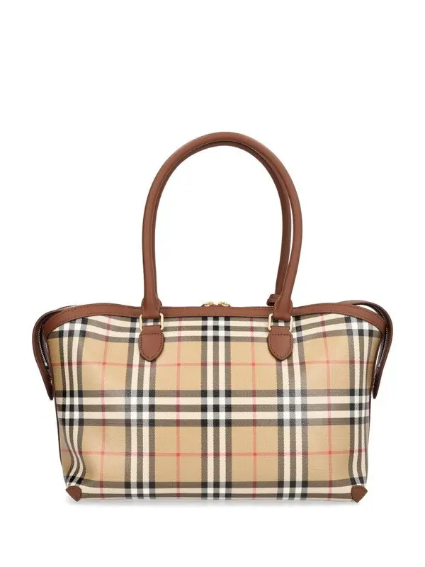 Burberry Small Check Tote - Cream