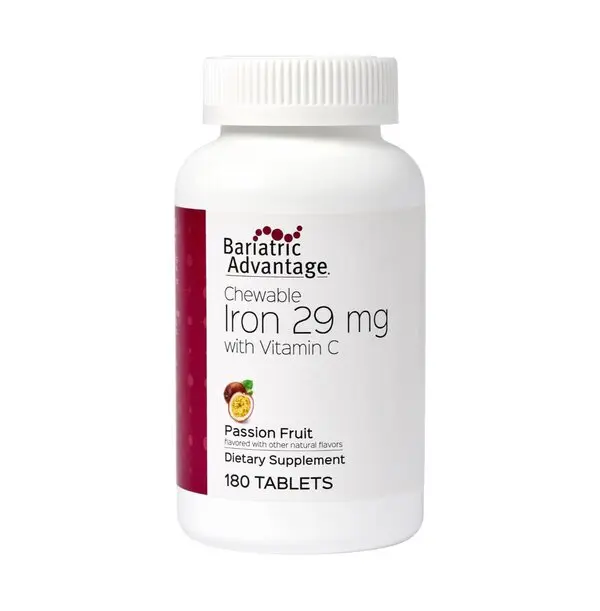 BARIATRIC ADVANTAGE Chewable Iron 29 Mg For Bariatric Surgery Patients Iron With Vitamin C No Iron Taste Ferrous Fumarate - No Color