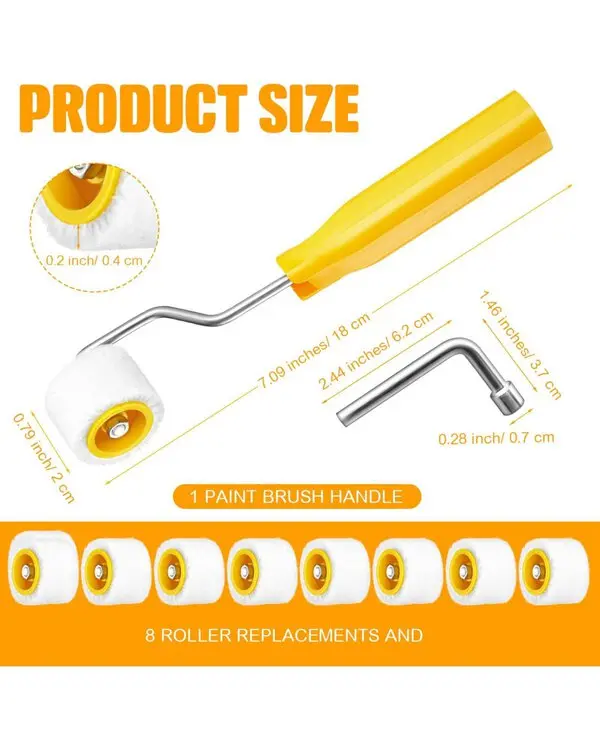 XDOVET Mini Paint Roller Touch Up Trim Edge Corner Brush Window Frame