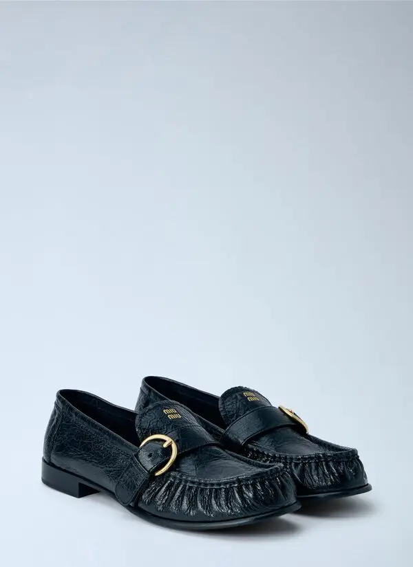 Miu Miu Leather Loafers With Buckle Detail