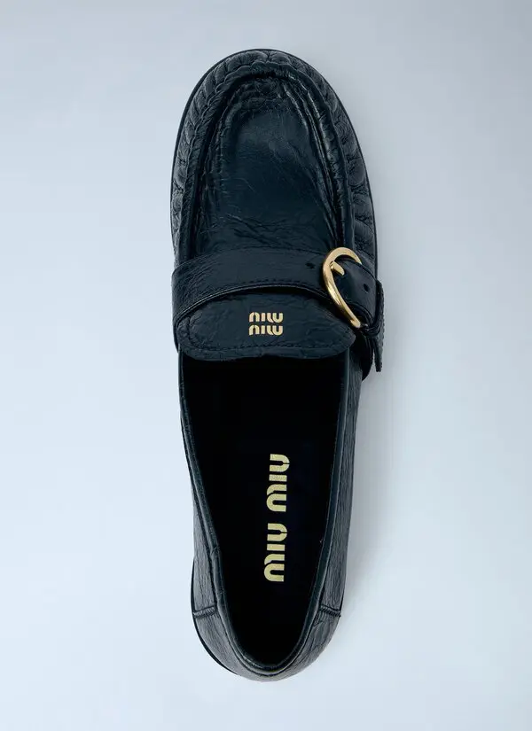 Miu Miu Leather Loafers With Buckle Detail