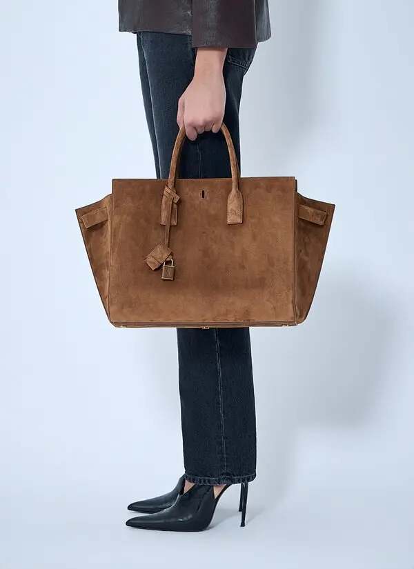Saint Laurent Sac De Jour Suede Handbag