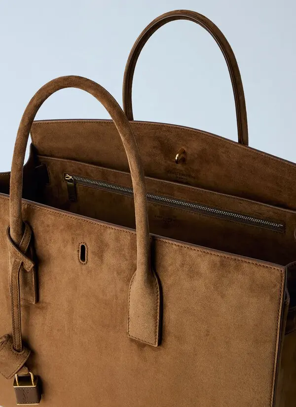 Saint Laurent Sac De Jour Suede Handbag