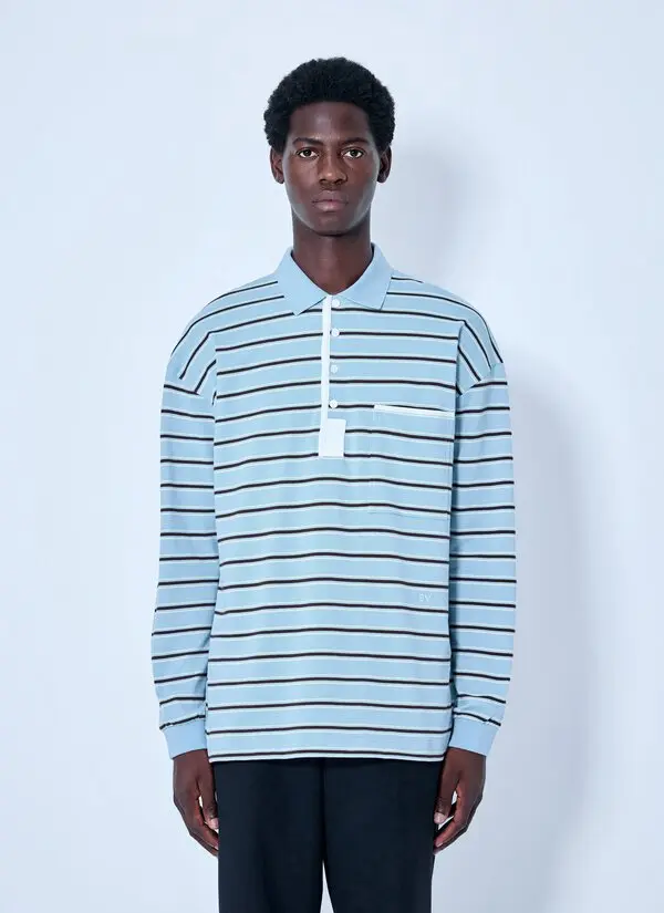 Bottega Veneta Striped Cotton-piqué Polo Shirt