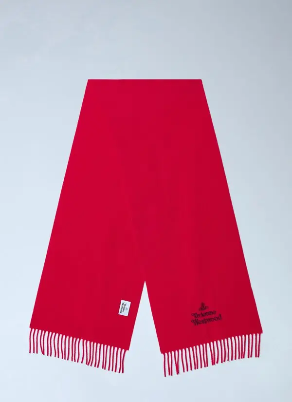 VIVIENNE WESTWOOD Logo Embroidered Wool Scarf