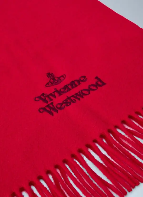 VIVIENNE WESTWOOD Logo Embroidered Wool Scarf