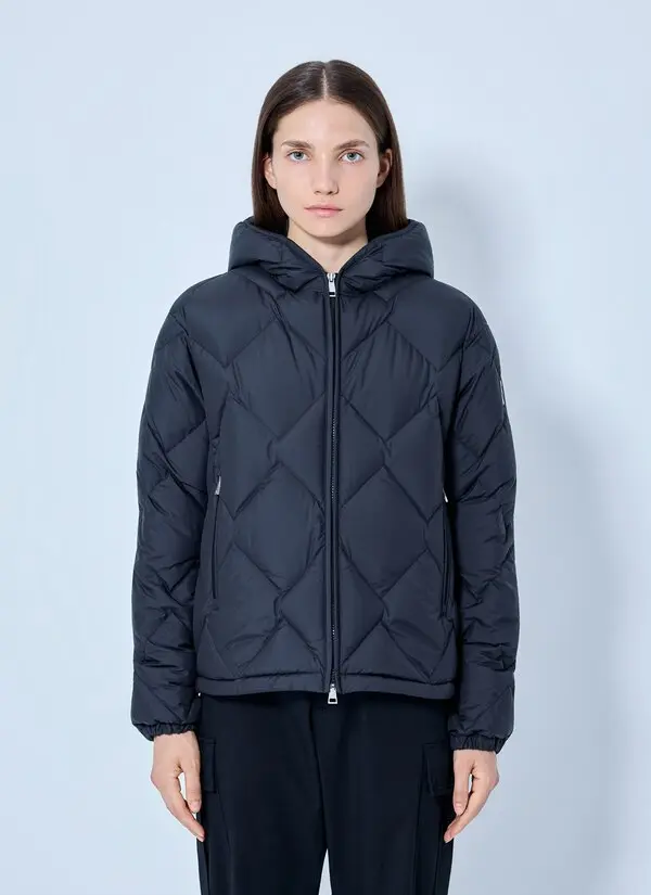 Moncler Arvouin Hooded Diamond-quilted Short Down Jacket - Black