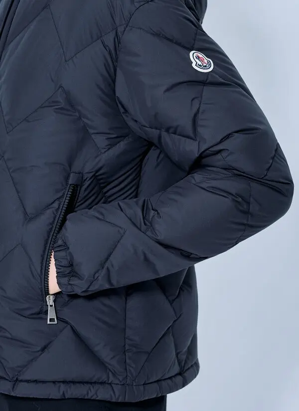 Moncler Arvouin Hooded Diamond-quilted Short Down Jacket - Black