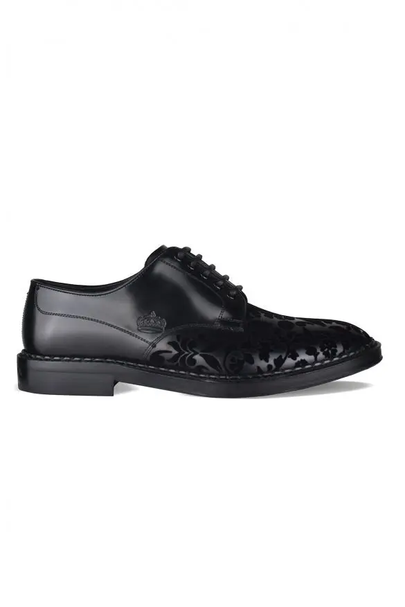 Dolce & Gabbana Baroque Velvet Motif Derby Shoes