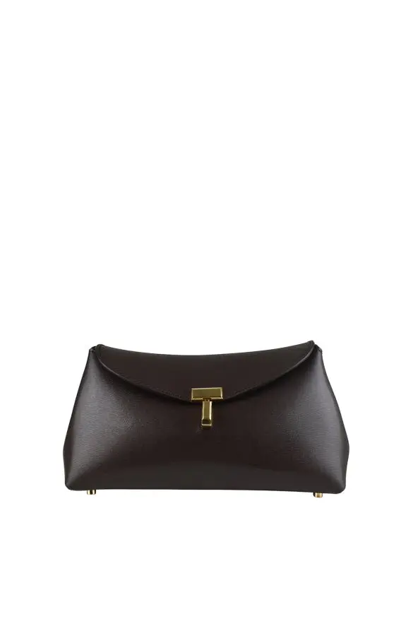 TOTEME Mini T-lock Clutch - Brown