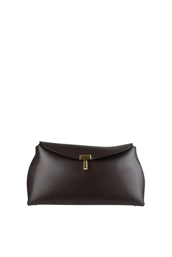 TOTEME T-lock Clutch - Brown
