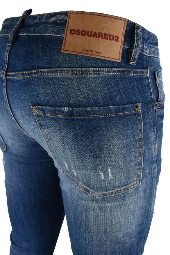 Dsquared2 Teddy Distressed Denim Jeans - Blue