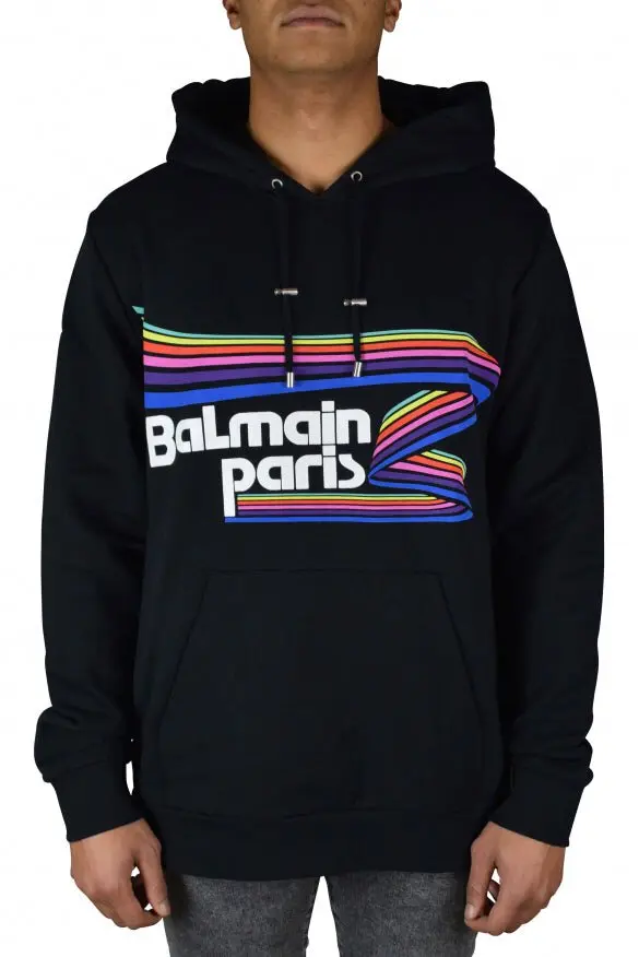Balmain Logo Print Cotton Hoodie