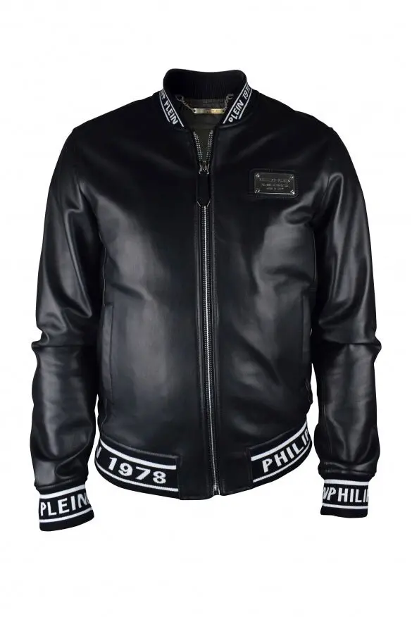 Philipp Plein Leather Bomber Jacket