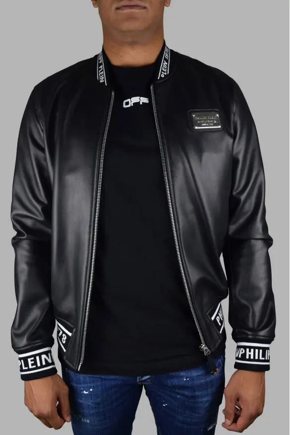 Philipp Plein Leather Bomber Jacket