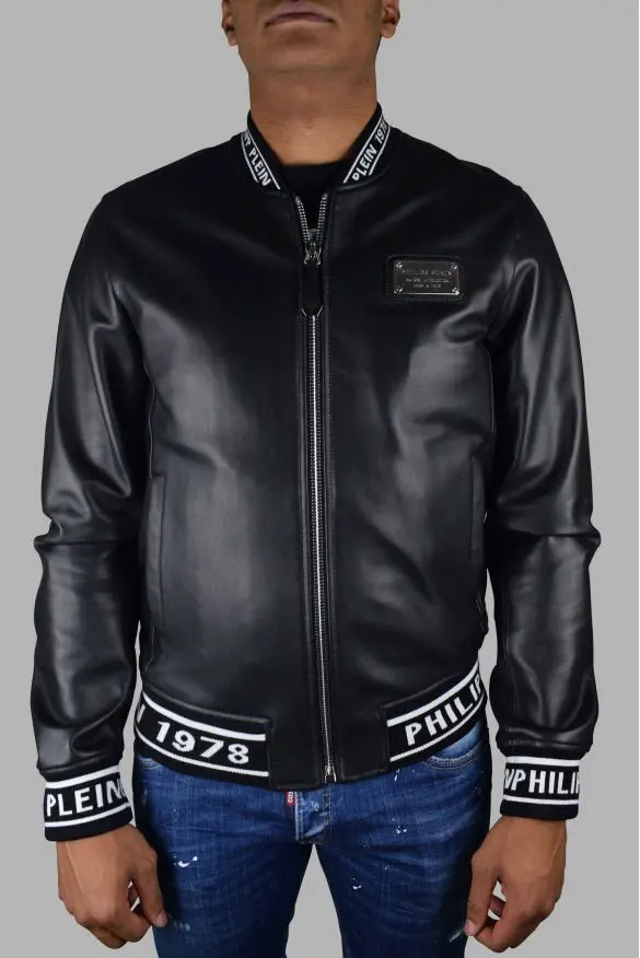 Philipp Plein Leather Bomber Jacket