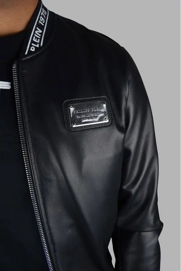 Philipp Plein Leather Bomber Jacket