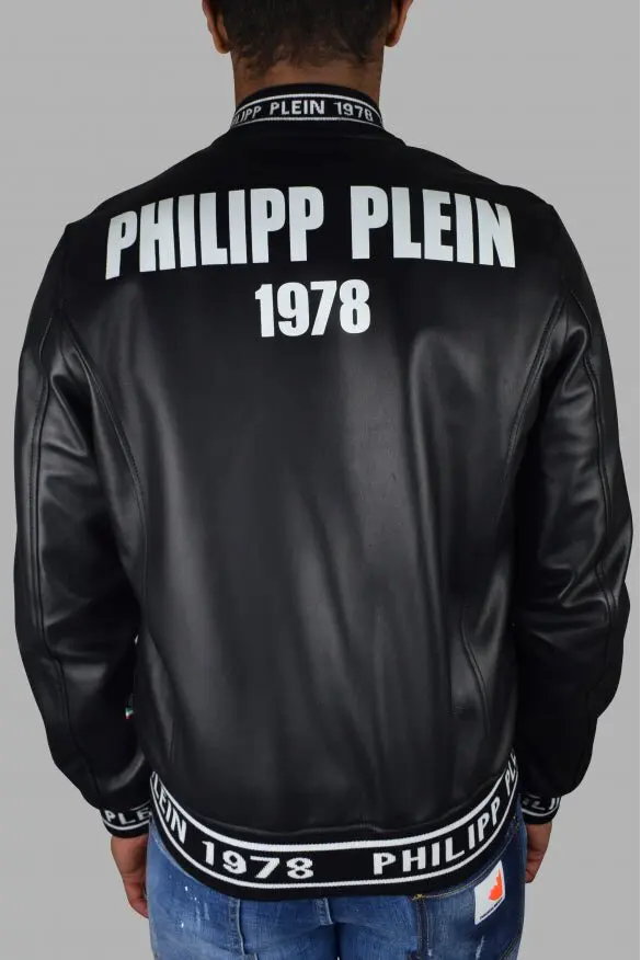 Philipp Plein Leather Bomber Jacket
