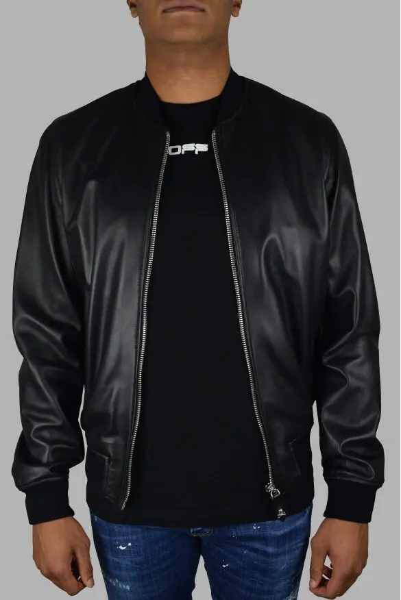 Philipp Plein Leather Bomber Jacket