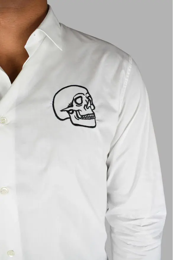 Philipp Plein Gold Cut Ls Skull Shirt