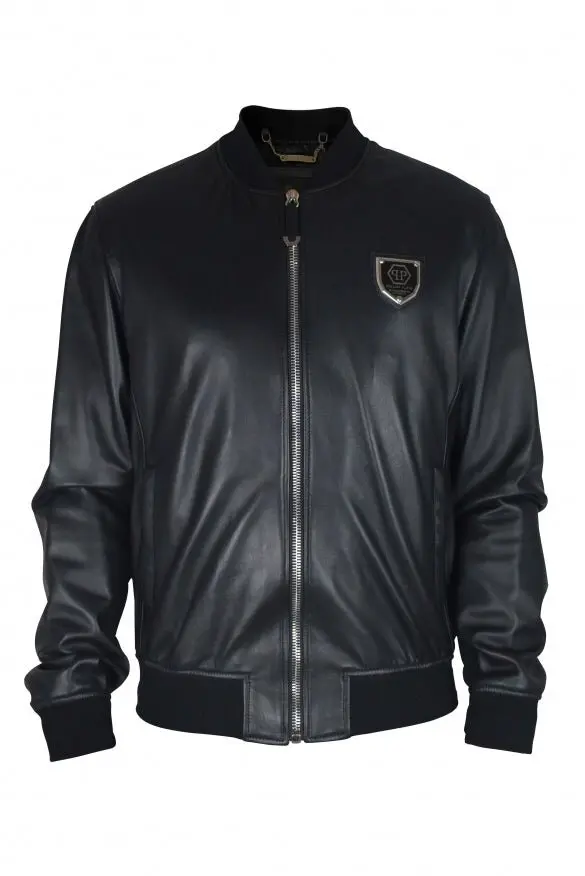 Philipp Plein Leather Bomber Jacket