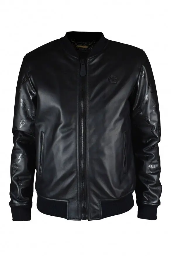 Philipp Plein Leather Bomber Jacket