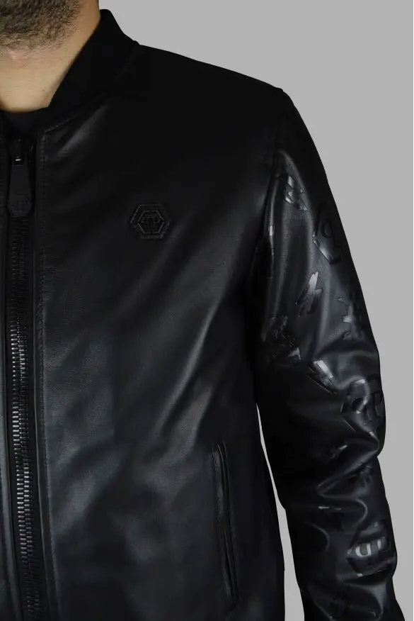 Philipp Plein Leather Bomber Jacket