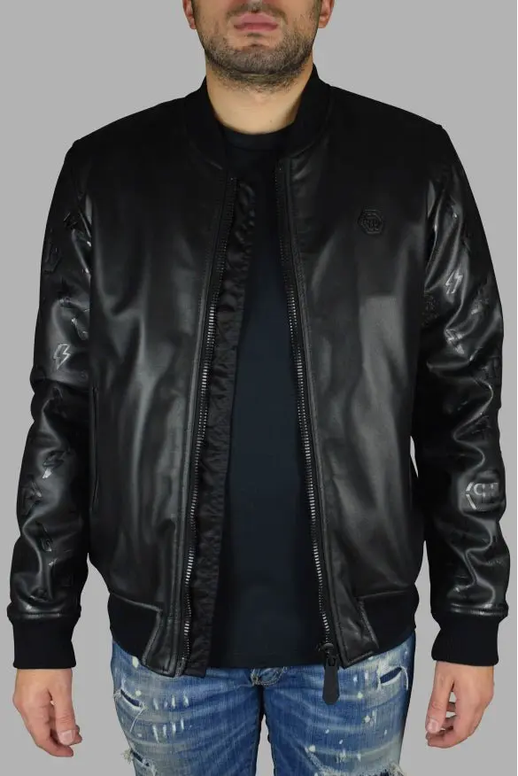 Philipp Plein Leather Bomber Jacket