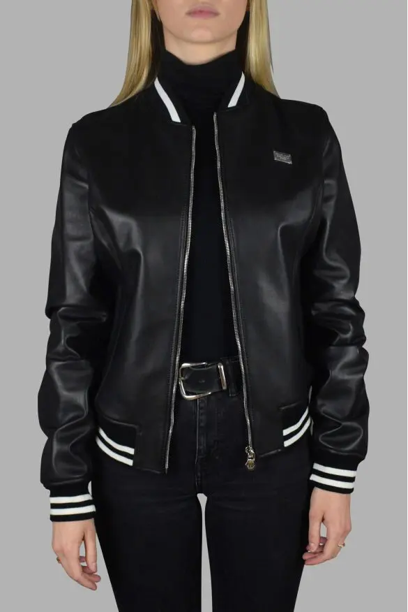 Philipp Plein Leather Bomber Jacket