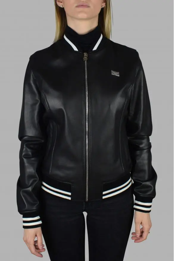 Philipp Plein Leather Bomber Jacket