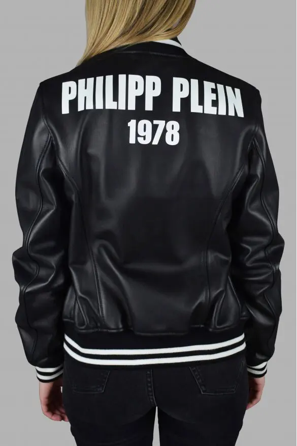 Philipp Plein Leather Bomber Jacket