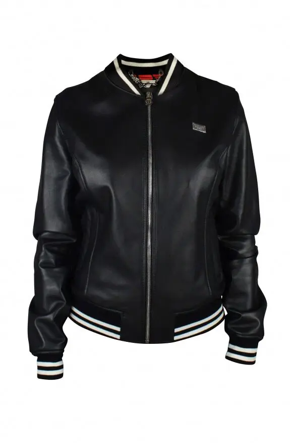 Philipp Plein Leather Bomber Jacket