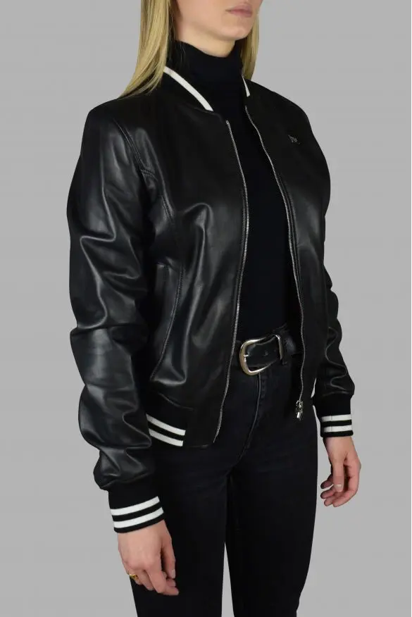 Philipp Plein Leather Bomber Jacket